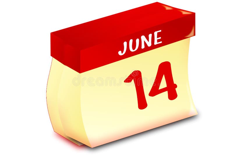 14 June, Calendar Icon. on White Background Stock Illustration ...