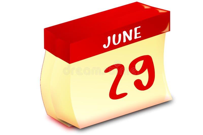 29 June, Calendar Icon. on White Background Stock Illustration ...