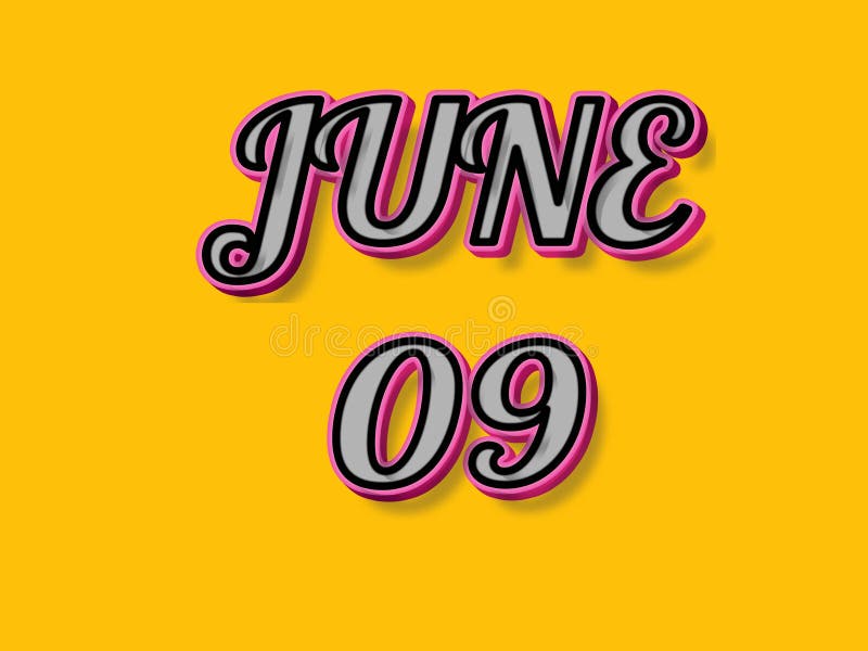 09 June, Calendar Icon. on Yellow Background Stock Illustration ...