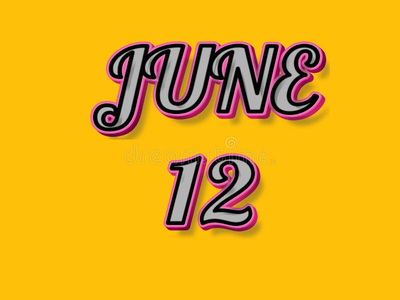 12 June, Calendar Icon. on Yellow Background Stock Illustration ...