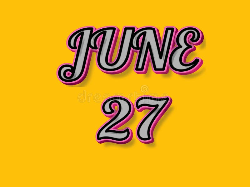 27 June, Calendar Icon. on Yellow Background Stock Illustration ...