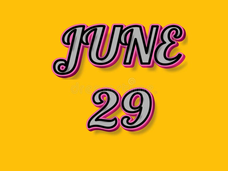 29 June, Calendar Icon. on Yellow Background Stock Illustration ...