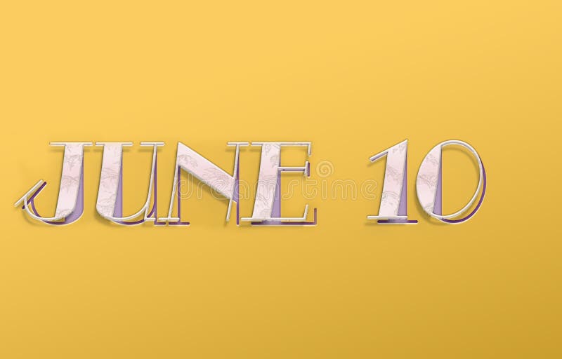 10 June, Calendar Icon. on Yellow Background Stock Illustration ...