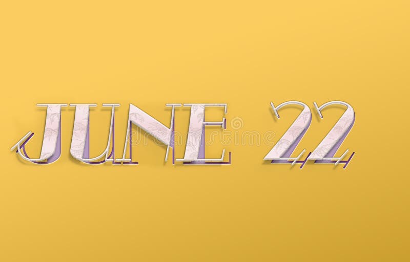 22 June, Calendar Icon. on Yellow Background Stock Illustration ...