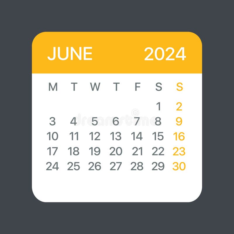 June 2024 Calendar Leaf - Vector Illustration. Week Starts on Monday Stock Vector - Illustration ...