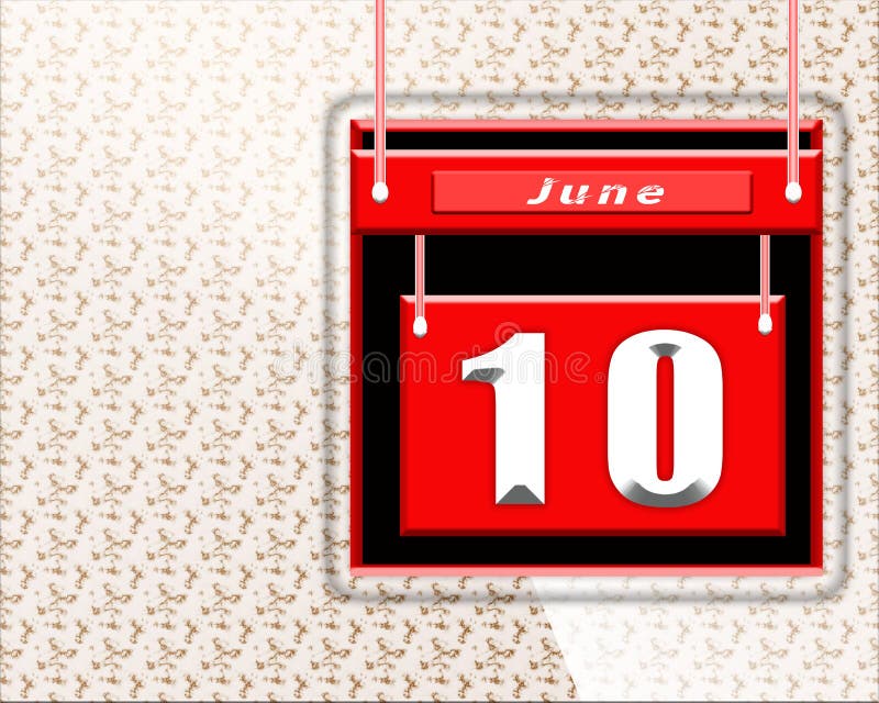 10 June Calendar on Marble Background Stock Illustration - Illustration ...