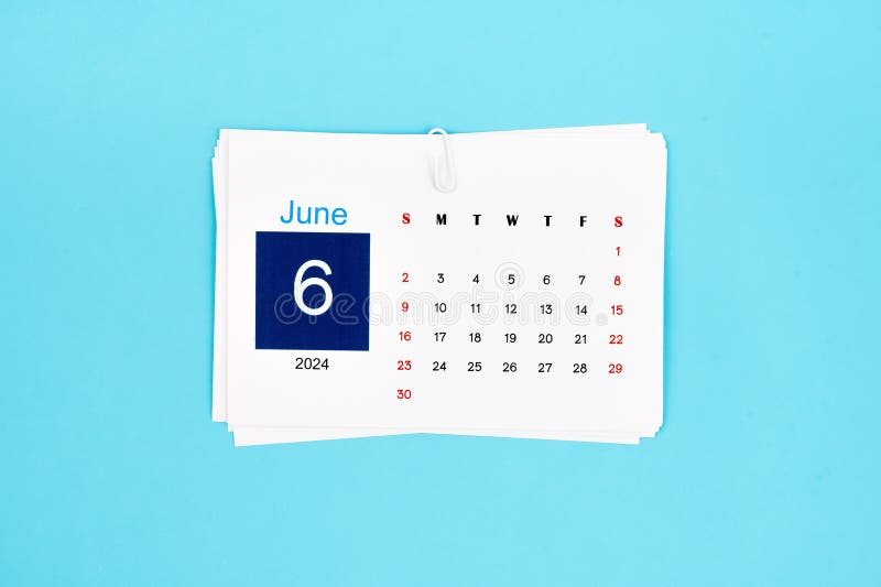 June Calendar 2024 Page on Blue Stock Image - Image of personal, june ...