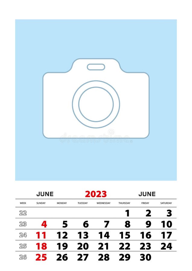 June 2023 Calendar Planner A3 Size with Place for Your Photo Stock ...
