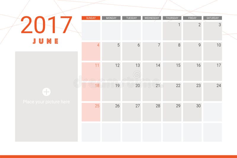 June 2017 calendar stock vector. Illustration of graphic - 81671605