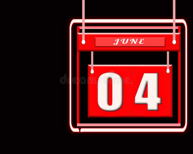 04 June Calendar, Text Effect on Black Background Stock Illustration ...