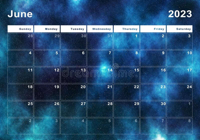 June 2023 Calendar, Week Start Sunday Stock Illustration - Illustration ...