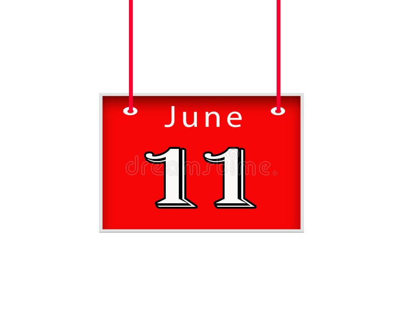 11 June Calendar on White Background Stock Illustration - Illustration ...