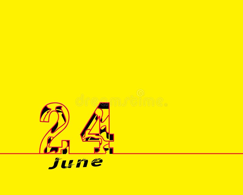 June 24, Calendar on Yellow Background Stock Illustration ...