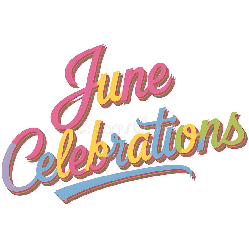 June Celebrations Colorful Handwritten Text Design Stock Illustration ...