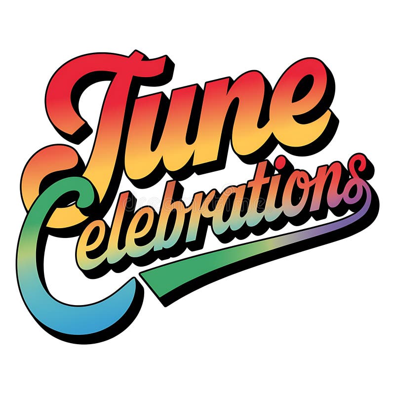 June Celebrations Rainbow Text Design Graphic Stock Illustration ...