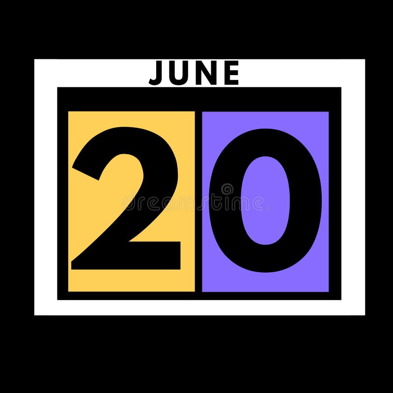 June 20 . Colored Flat daily Calendar Icon .date ,day, Month Stock ...