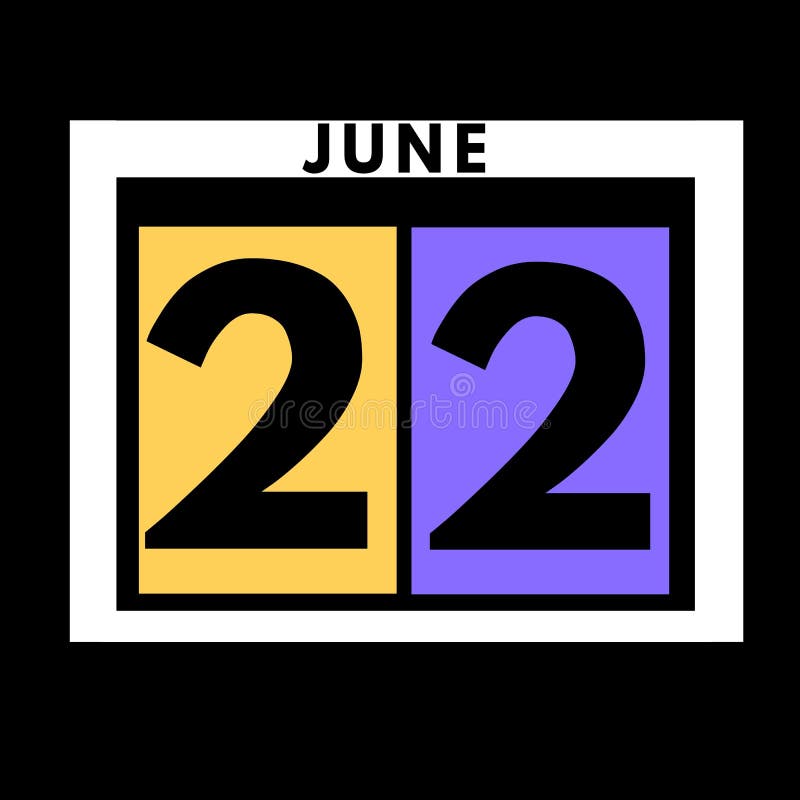 June 22 . Colored Flat daily Calendar Icon .date ,day, Month Stock ...