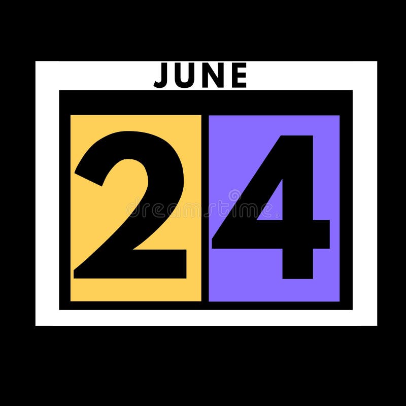 June 24 . Colored Flat daily Calendar Icon .date ,day, Month Stock ...