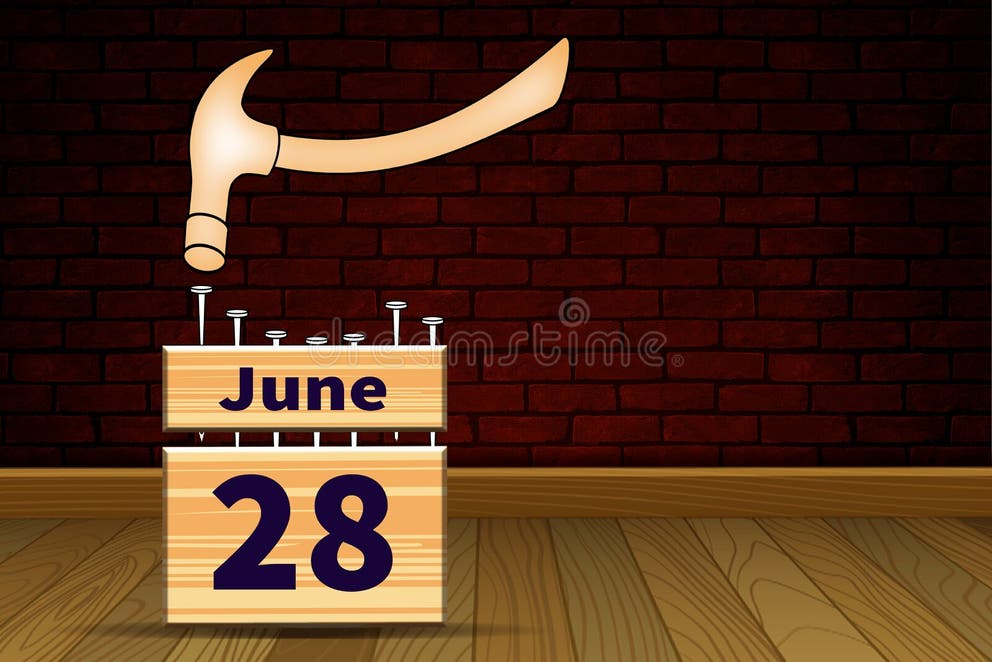 June 28. Date ,day, Month .calendar for the Month of June, on Bricks ...