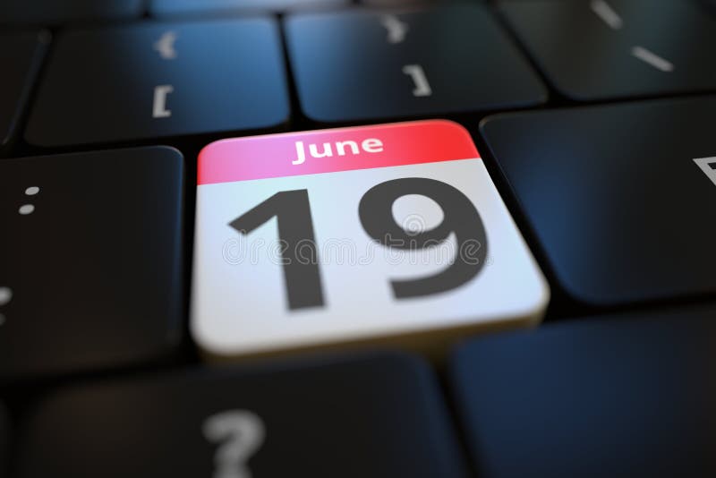June 19 Date on a Keyboard Key, 3d Rendering Stock Photo - Image of ...