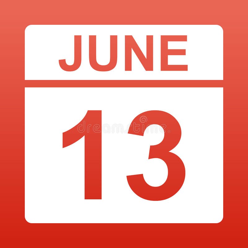 13. June - Calendar Icon - Vector Illustration Stock Vector ...