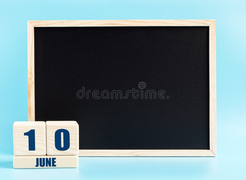 June 10. Day 10 of Month, Cube Calendar with Date, Empty Frame on Light ...