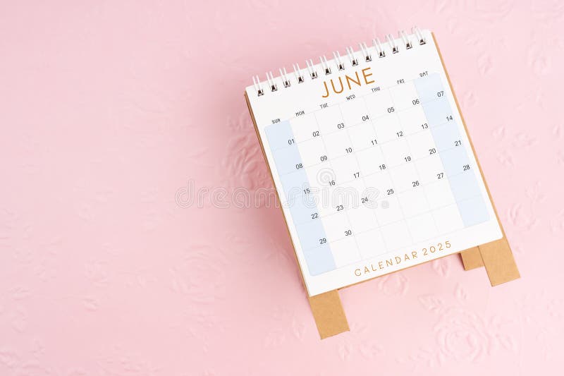 June 2025 Desk Calendar Pink Paper Flower Pattern Background Stock ...