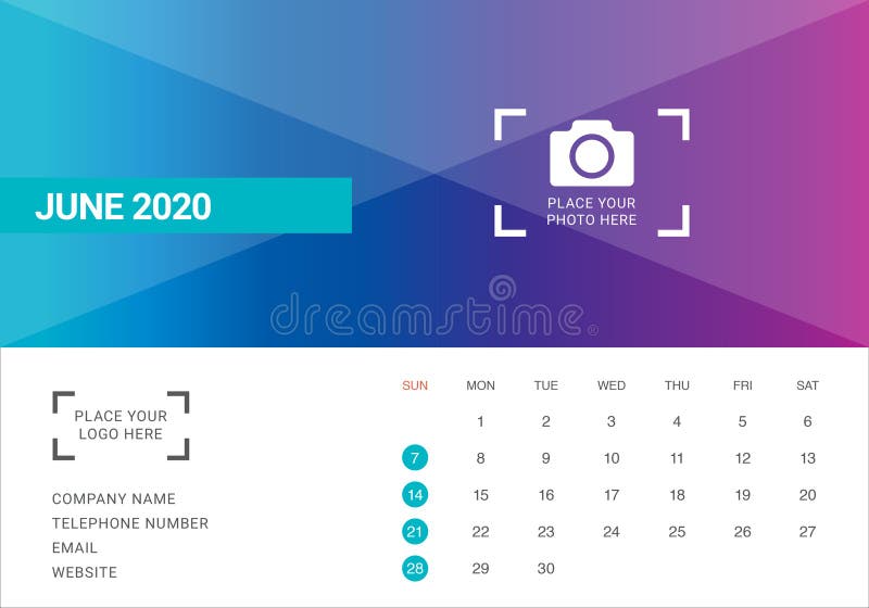 June 2020 Desk Calendar Vector Illustration Stock Vector - Illustration ...