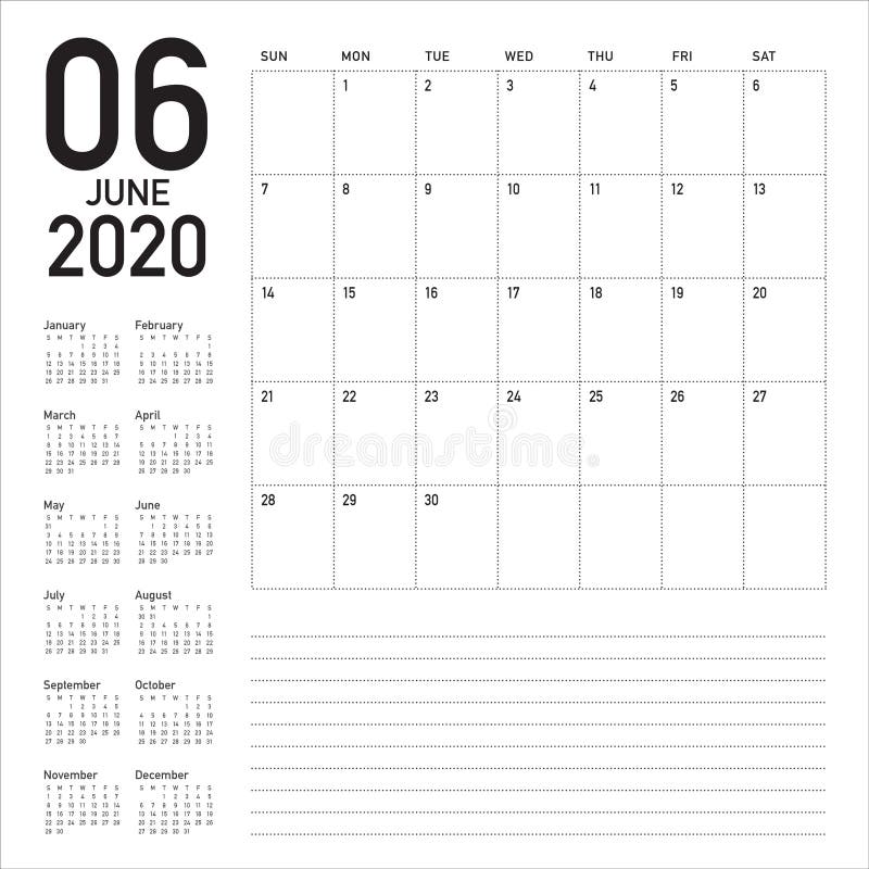 June 2020 Desk Calendar Vector Illustration Stock Vector - Illustration ...