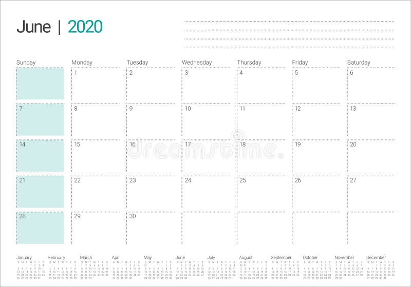 June 2020 Desk Calendar Vector Illustration Stock Vector - Illustration ...