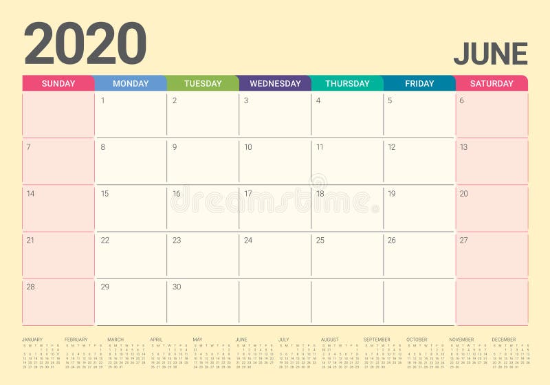 June 2020 Desk Calendar Vector Illustration Stock Vector - Illustration ...