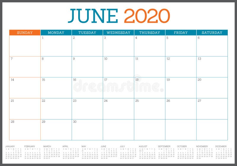 June 2020 Desk Calendar Vector Illustration Stock Vector - Illustration ...
