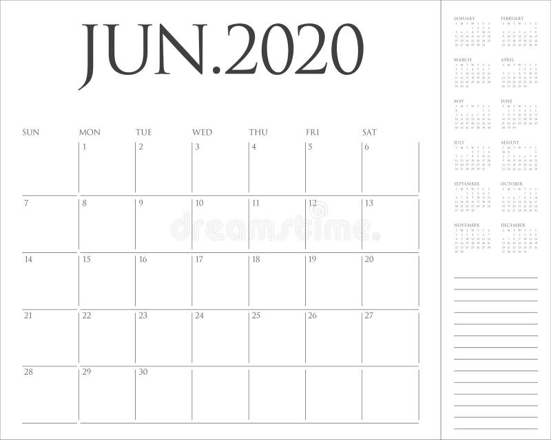 June 2020 Desk Calendar Vector Illustration Stock Vector - Illustration ...