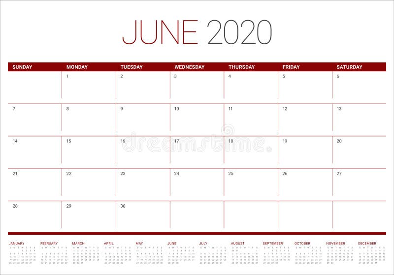 June 2020 Desk Calendar Vector Illustration Stock Vector - Illustration ...