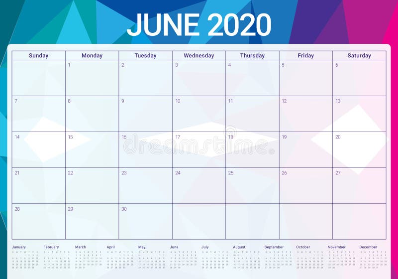 June 2020 Desk Calendar Vector Illustration Stock Vector - Illustration ...