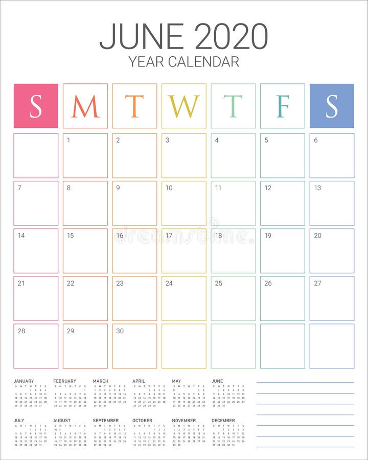 June 2020 Desk Calendar Vector Illustration Stock Vector - Illustration ...