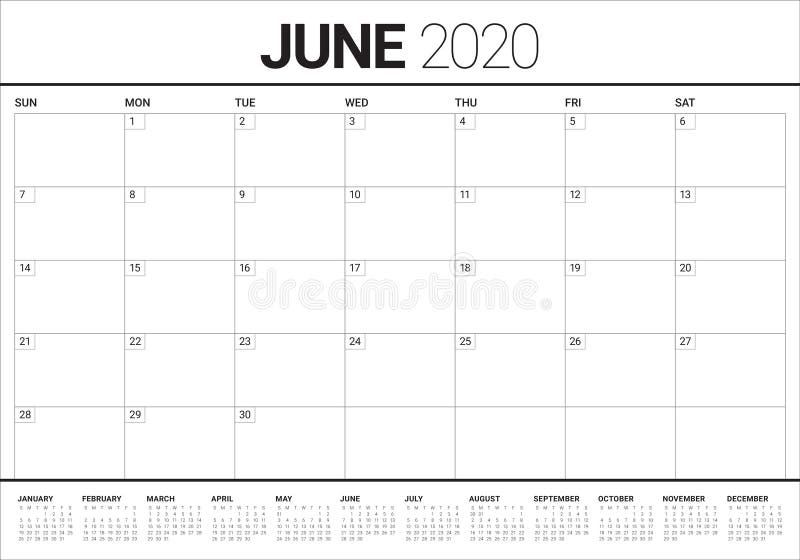June 2020 Desk Calendar Vector Illustration Stock Vector - Illustration ...