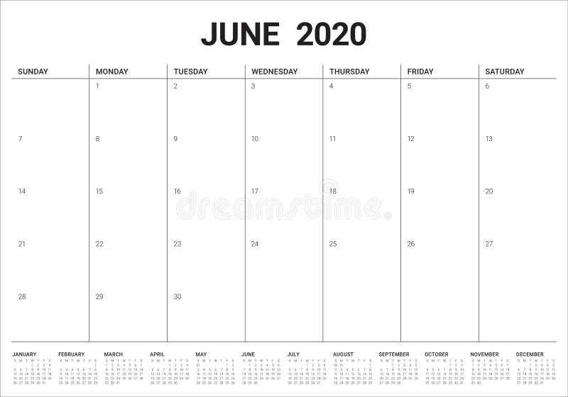 June 2020 Desk Calendar Vector Illustration Stock Vector - Illustration ...