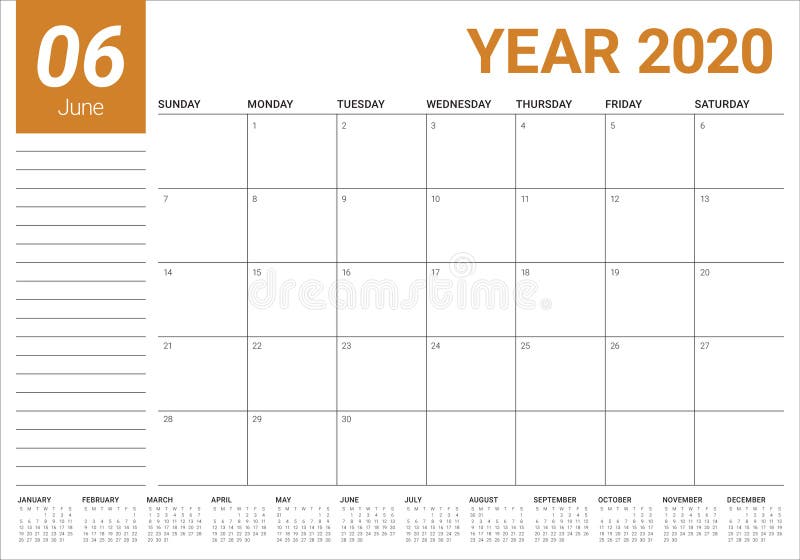 June 2020 Desk Calendar Vector Illustration Stock Vector - Illustration ...