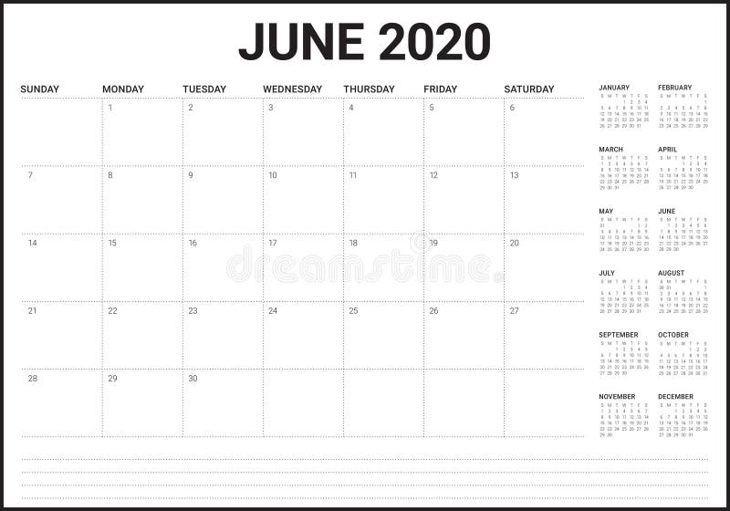 June 2020 Desk Calendar Vector Illustration Stock Vector - Illustration ...