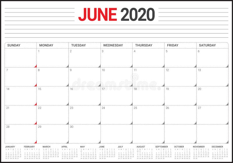 June 2020 Desk Calendar Vector Illustration Stock Vector - Illustration ...