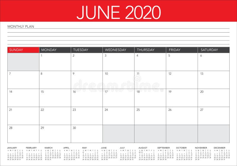 June 2020 Desk Calendar Vector Illustration Stock Vector - Illustration ...