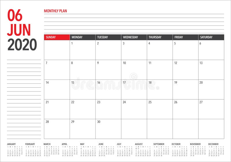 June 2020 Desk Calendar Vector Illustration Stock Vector - Illustration ...
