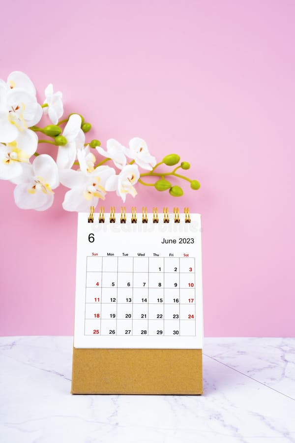 The June 2023 Desk Calendar and White Orchid on Marble Floor Stock ...