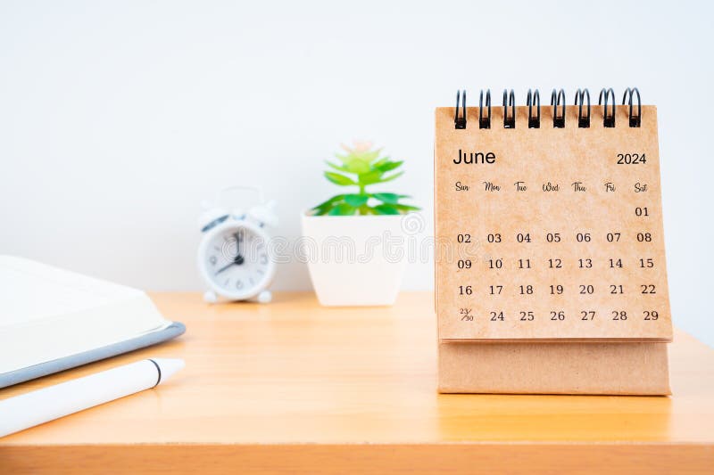 June Desk Calendar for 2024 Year on Worktable Stock Photo - Image of ...