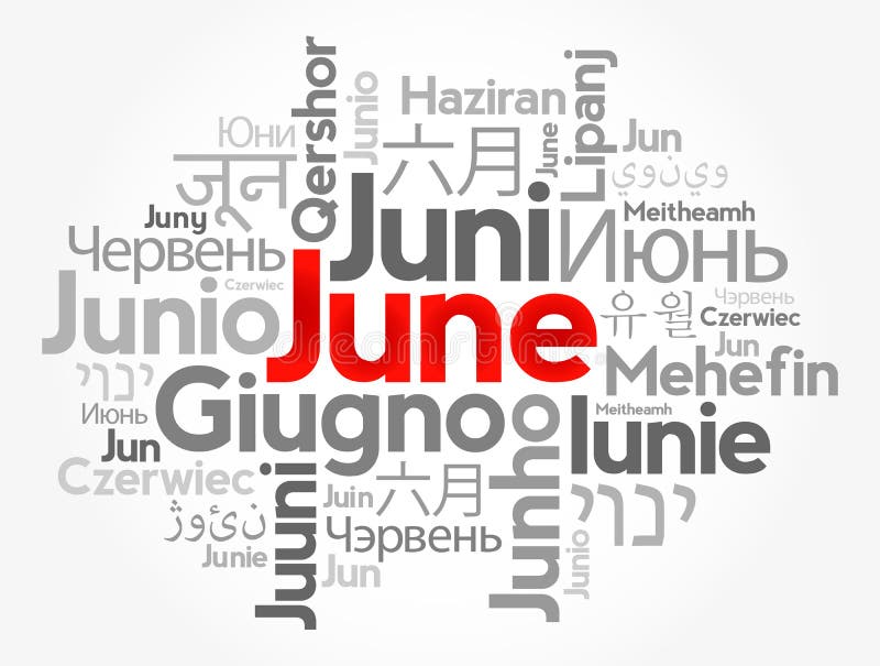 June in Different Languages of the World, Word Cloud Concept Background ...