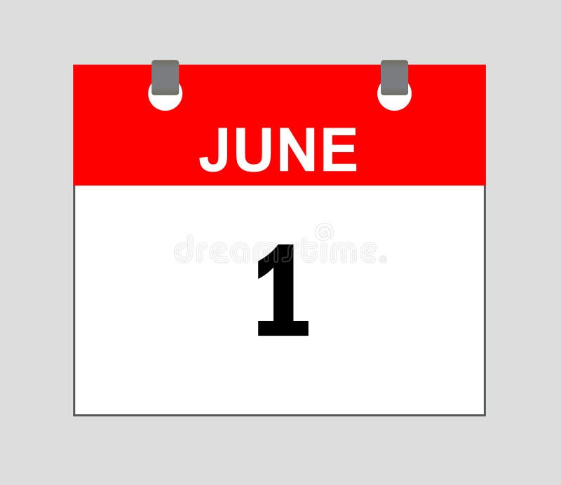 June First, Calendar Icon Red and White, Calendar Vector, Date Icon ...
