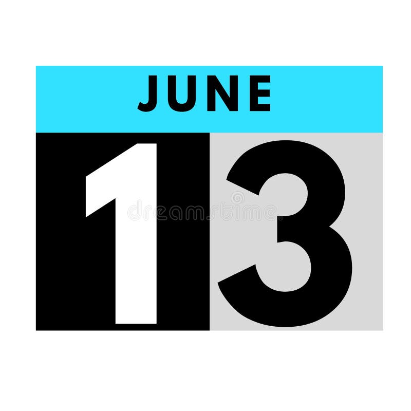 June 13 . Flat daily Calendar Icon .date ,day, Month Stock Illustration ...