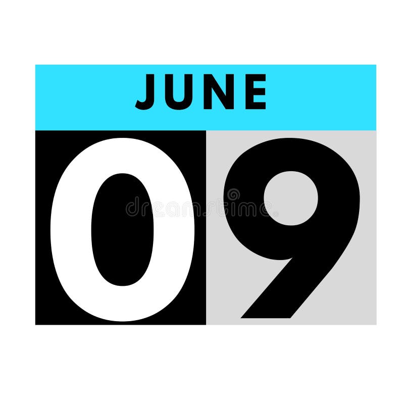 June 9 . Flat daily Calendar Icon .date ,day, Month Stock Illustration ...