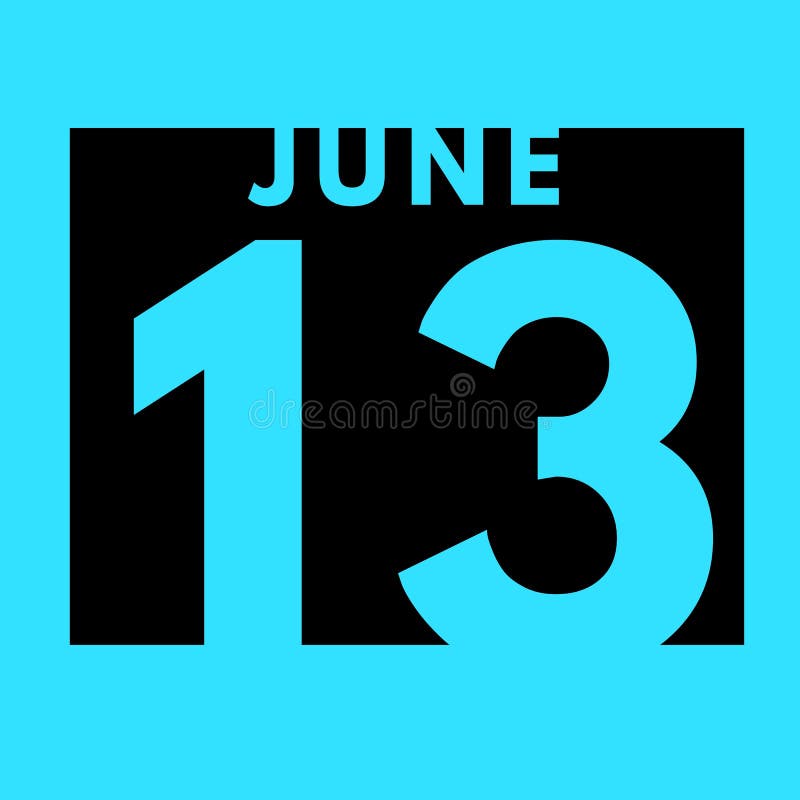 June 13 . Flat daily Calendar Icon .date ,day, Month Stock Illustration ...